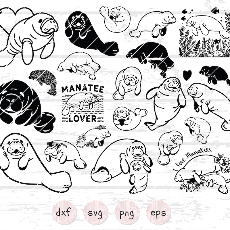 Cut File Manatees Svg - Etsy