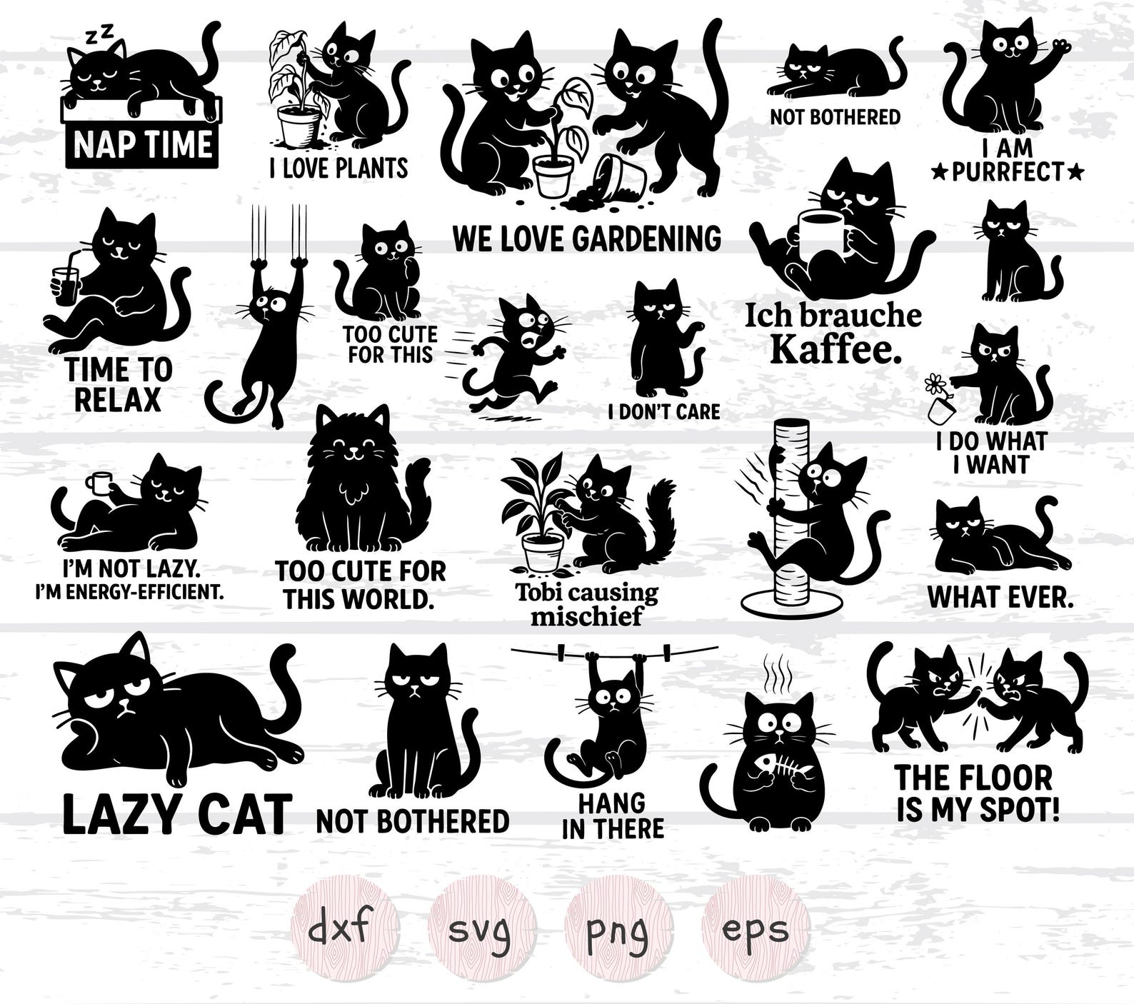 23 Funny Cat, Screeching Cat, Falling Cat, Black Cat Svg Cut Files for ...