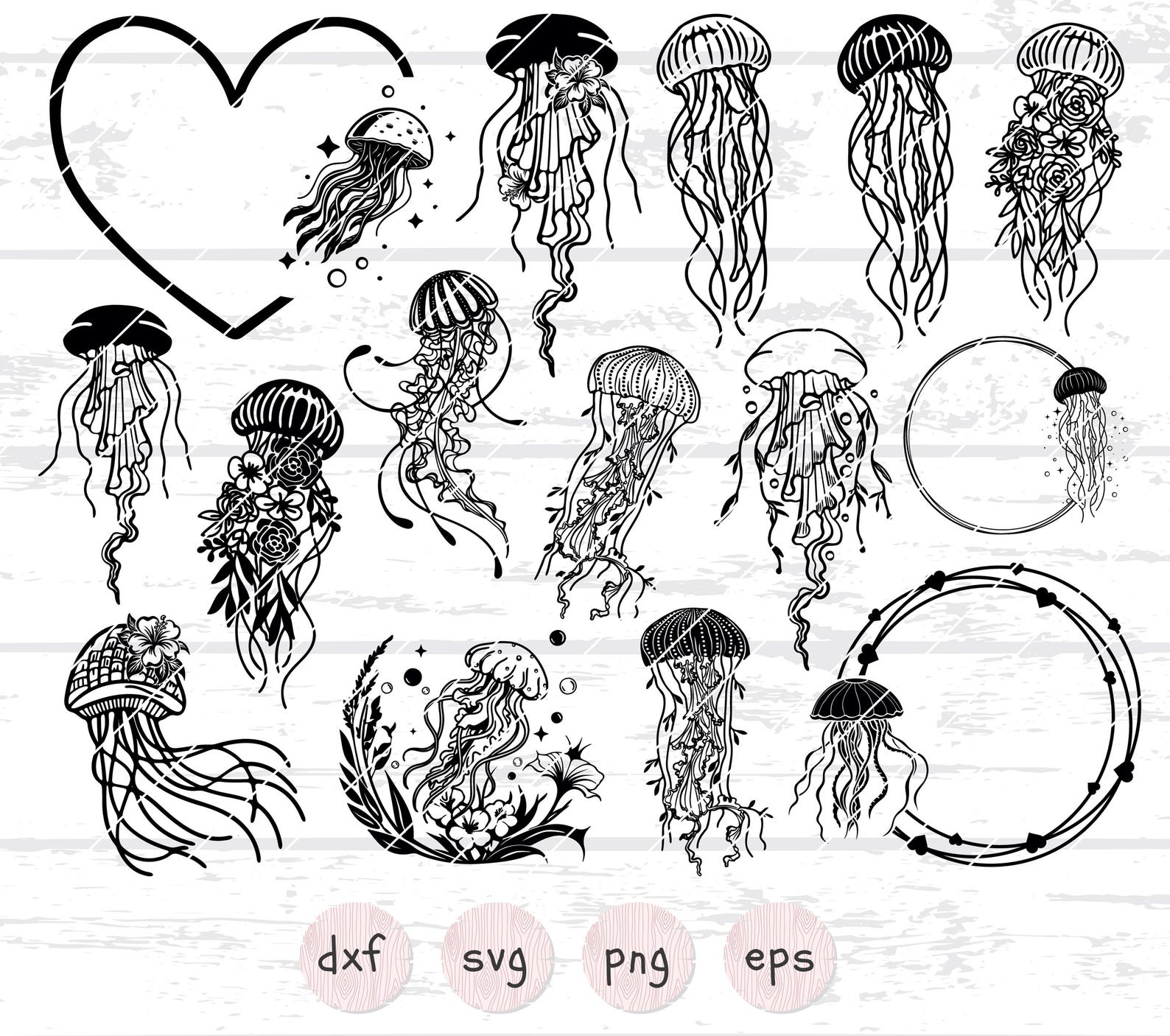 16 Jellyfish SVG File, Medusa Svg, Jellyfish Clipart, Ocean Animals Svg ...
