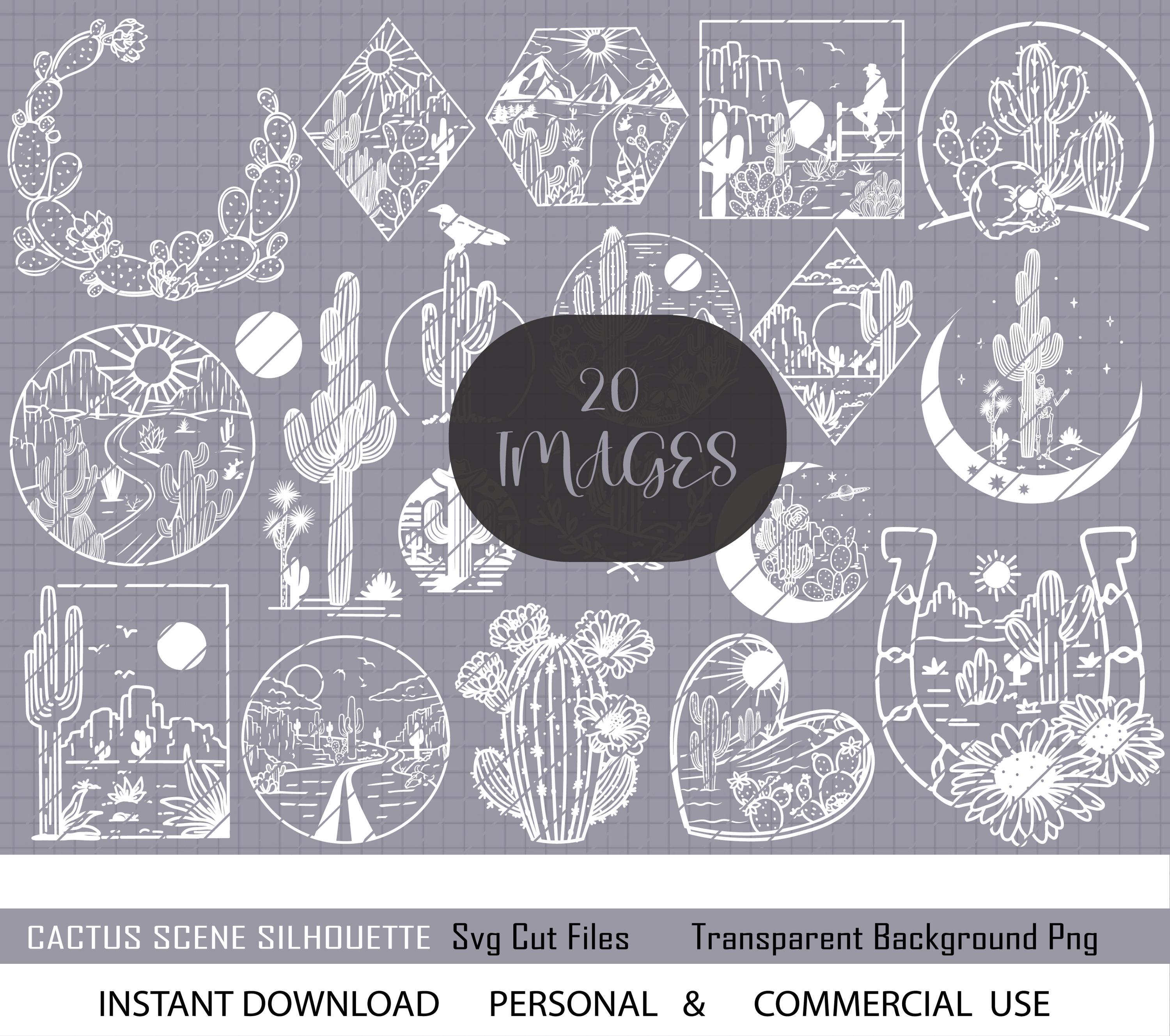 Cactus Scene Svg, Cactus Svg, Desert Landscape Svg, Western Svg, Cactus ...