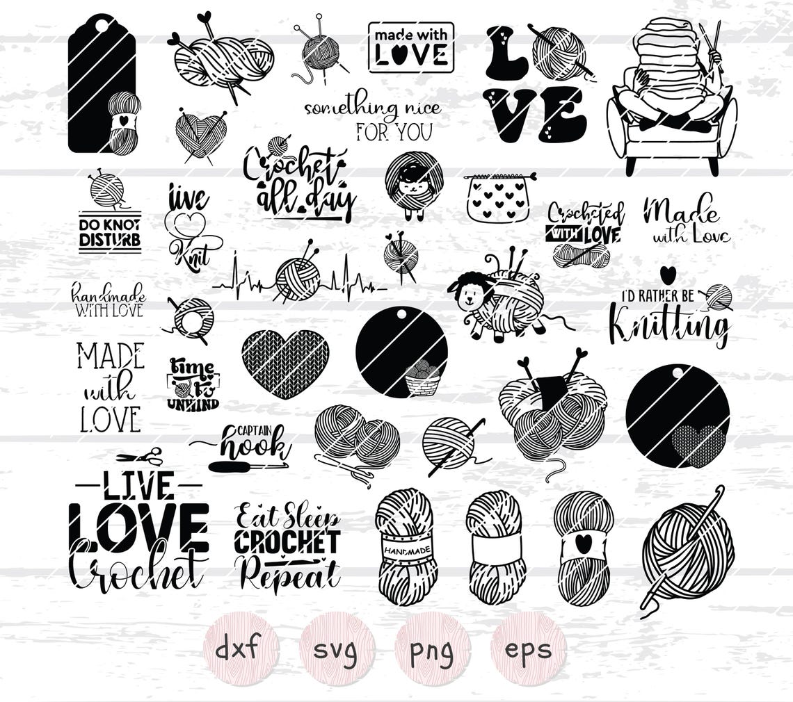 36 Knitting Svg Crochet Svg Yarn Svg Cut Files for Cricut Silhouette ...