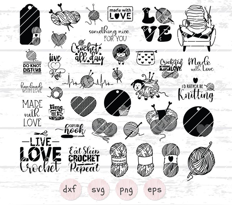 36 Knitting Svg Crochet Svg Yarn Svg Cut Files for Cricut Silhouette ...