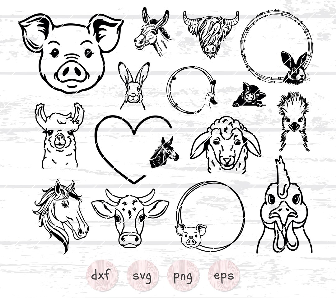 FARM ANIMALS Svg, Animals Svg, Farm Svg , Farm Animals Cricut , Pig Cut ...