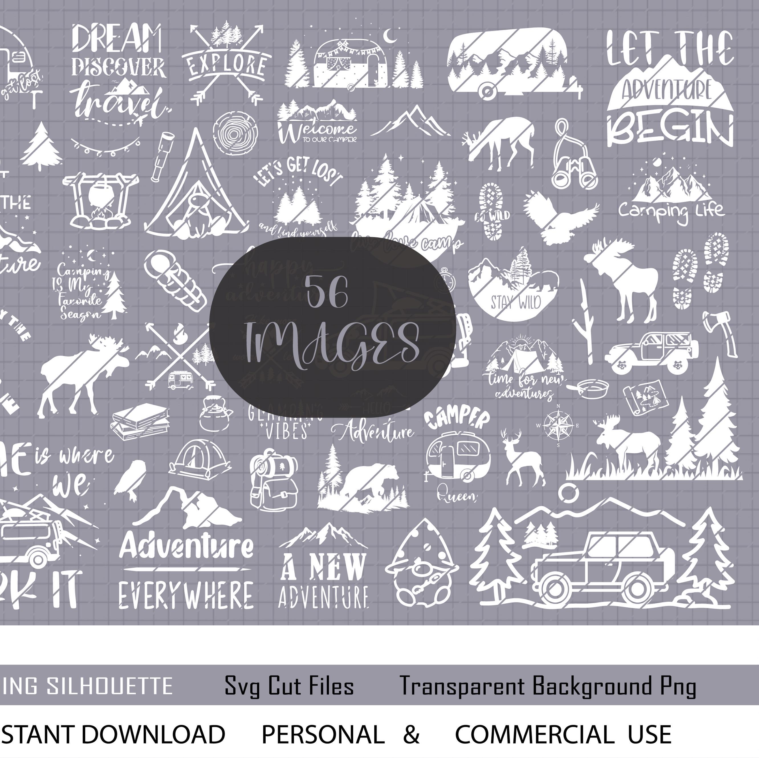 Camping SVG Bundle, Moose Svg, Forest SVG, Camper Svg, Campfire Svg ...