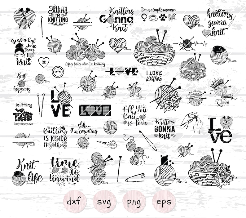 51 Knitting SVG Bundle | Knitting Clipart PNG, EPS | Yarn Lover ...