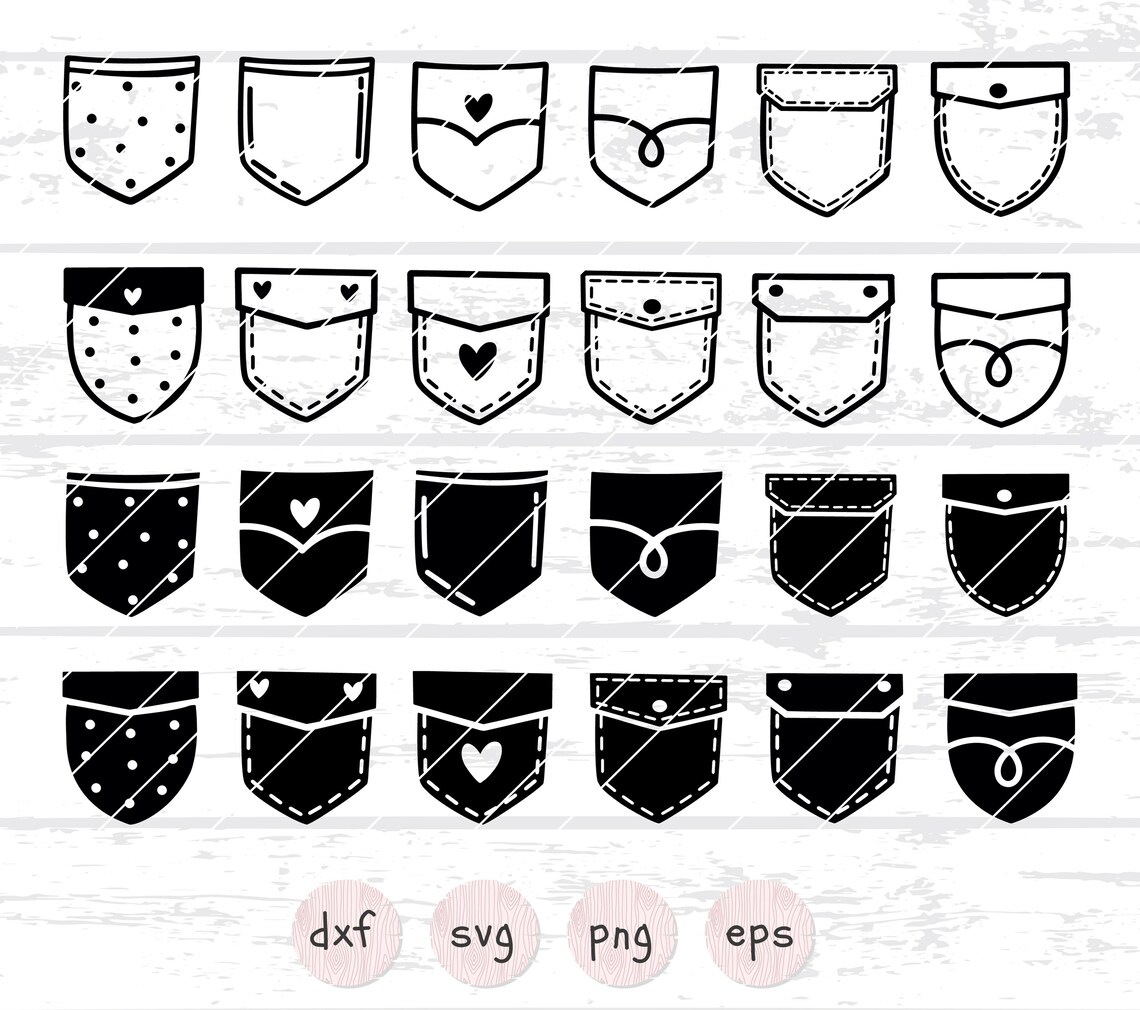 24 Shirt Pocket SVG, T-shirt Pocket Template Svg, Pocket Outline Cut ...