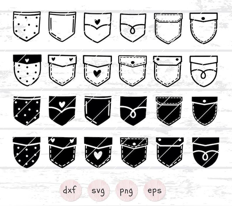 24 Shirt Pocket SVG, T-shirt Pocket Template Svg, Pocket Outline Cut ...