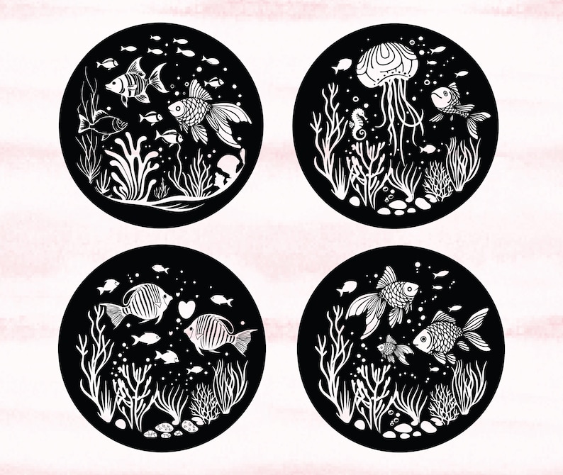 Underwater Scene Svg, Fish Scene Dxf Cut Files Ocean Laser Cut Svg Dxf ...