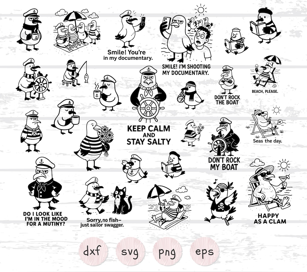 26 Möwe Moin Plotter File, Sailor Seagull, Funny Beach Bird, Nautical ...