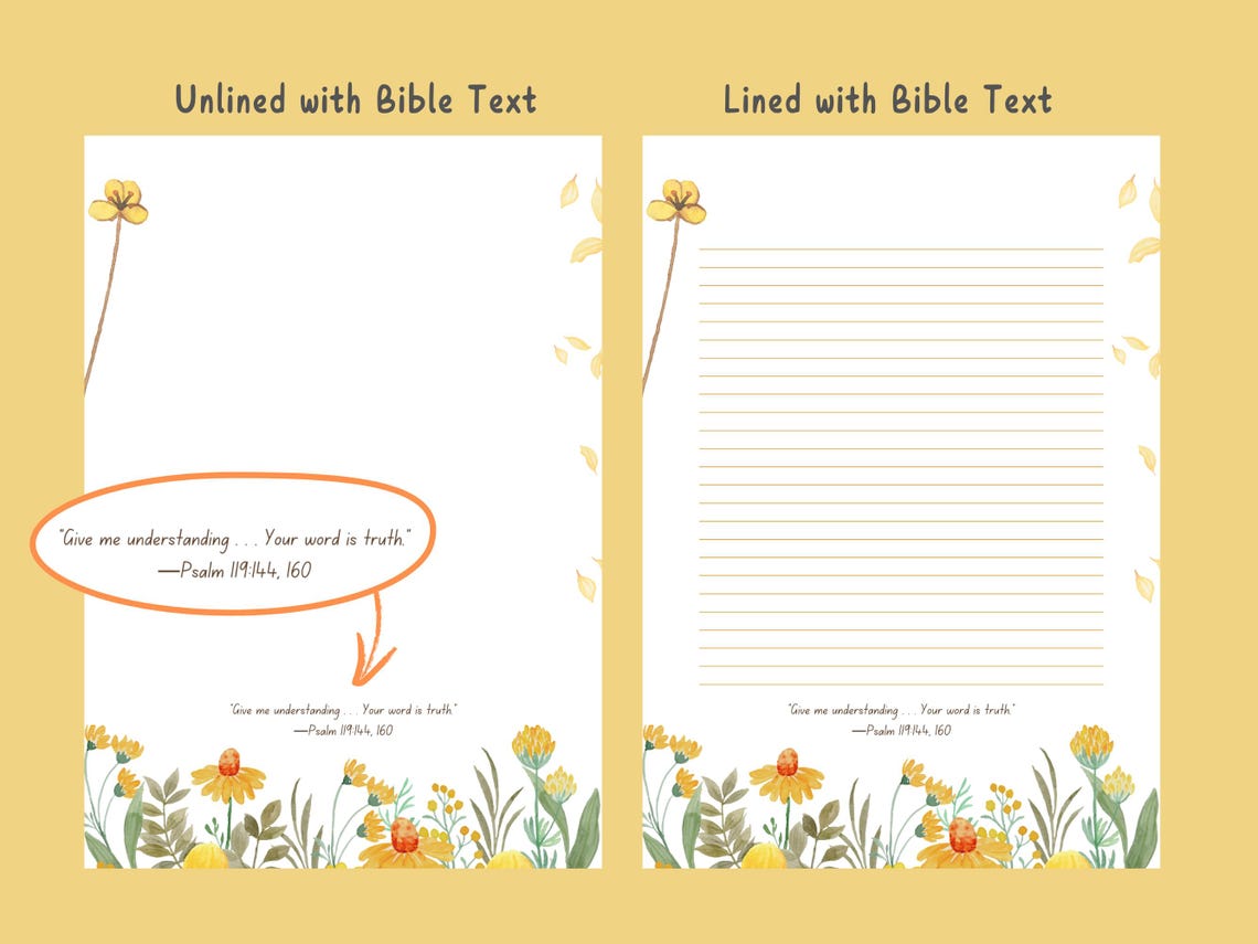 JW Letter Writing Stationery for Yellow Tract Psalm 199:144,160 Instant ...