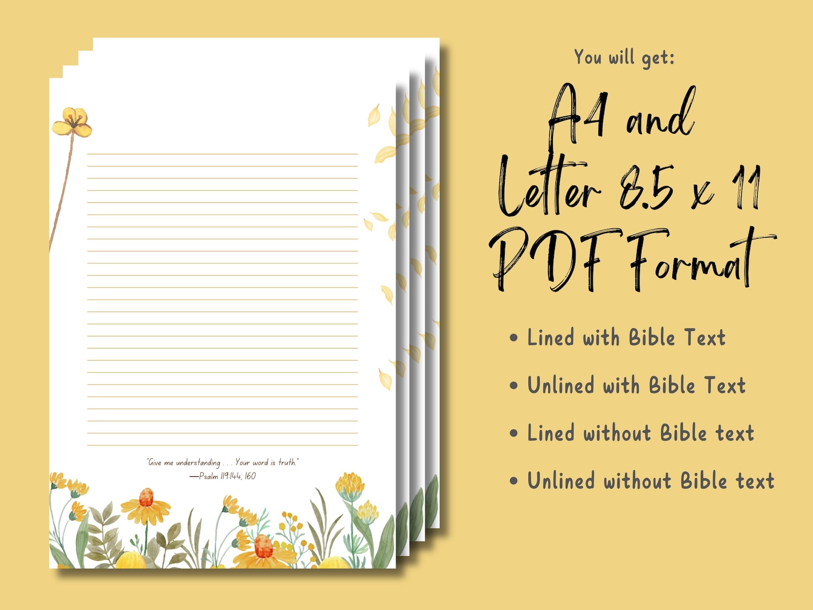 JW Letter Writing Stationery for Yellow Tract Psalm 199:144,160 Instant ...