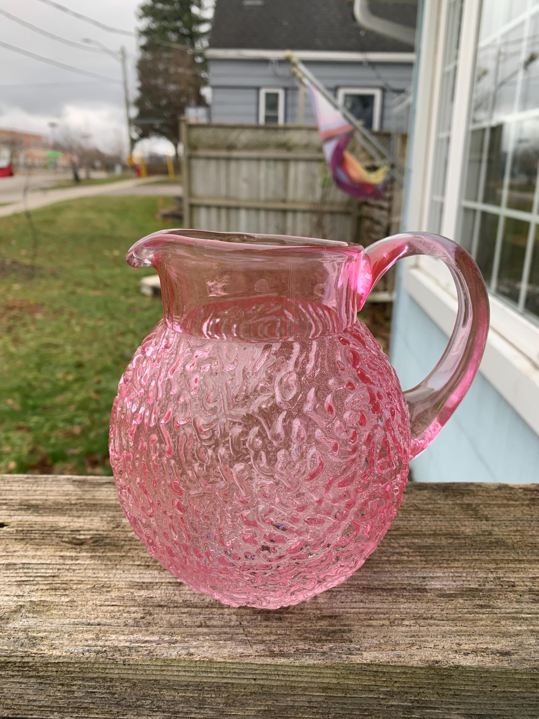 Vintage 80s Pink Glass Pitcher Cute Compact Size - Etsy