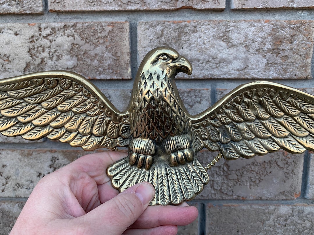 Vintage Solid Brass Eagle Wall Hanging - Etsy