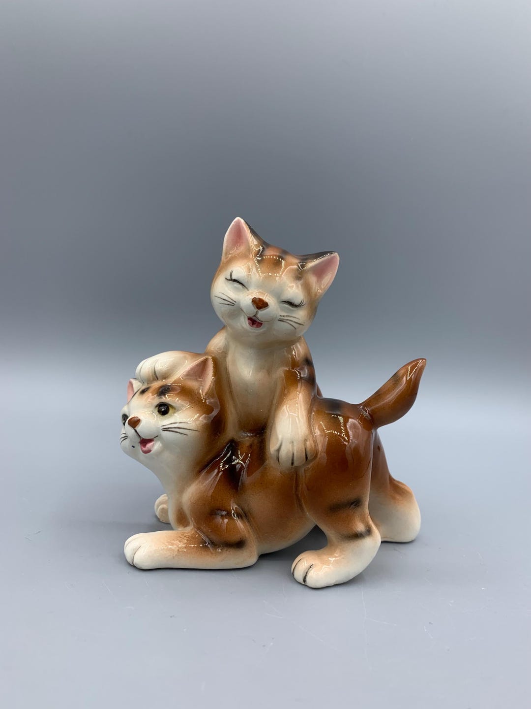 Vintage Ceramic Figurine, Pair of Tabby Cat Kittens Playing, “kittens ...
