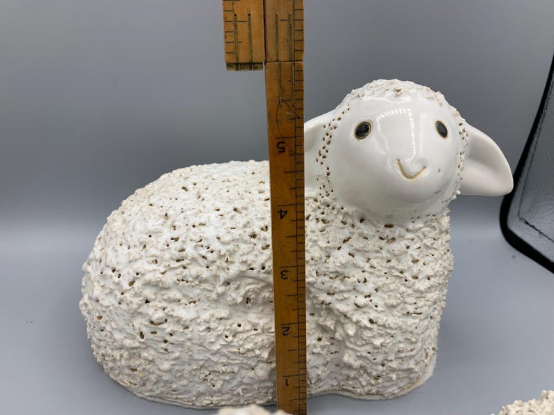 Vintage Ceramic Sheep Lamb Family Set of 3, Highly Textured, 1 Larger ...