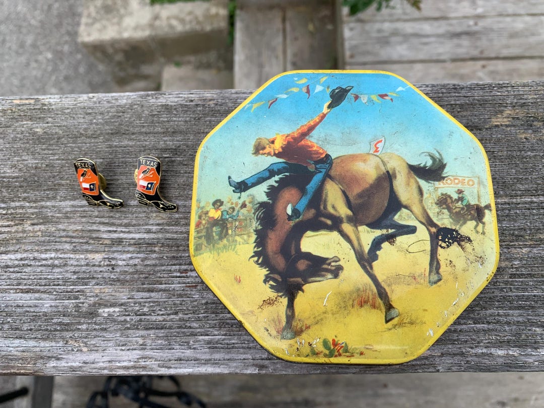 Vintage Cowboy Tin & Enamel Cowboy Boot Texas Pins - Etsy