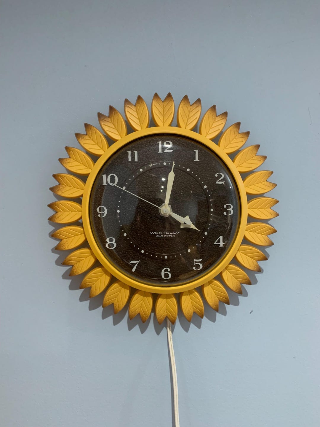 Vintage MCM Westclox Posey Sunflower Electric Wall Clock WORKING but ...