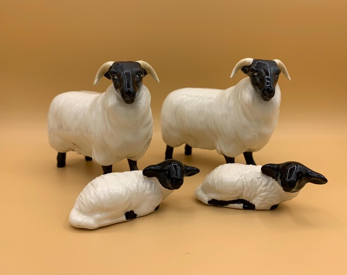 Vintage Set of Blackface Sheep Ram Group Family by Beswick England - Etsy