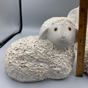 Vintage Ceramic Sheep Lamb Family Set of 3, Highly Textured, 1 Larger ...