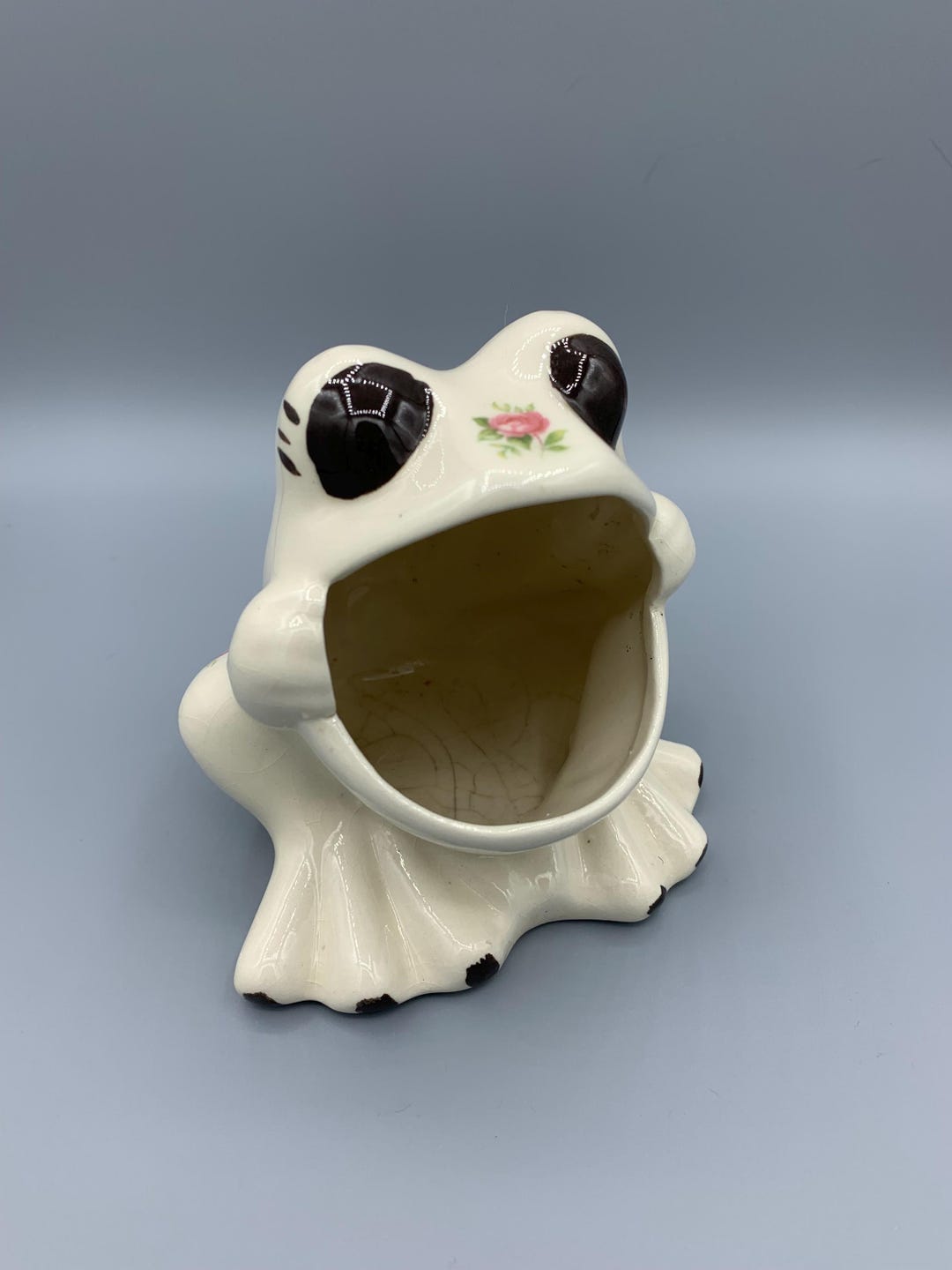 Vintage Ceramic Frog Sponge Holder With Small Rose Pattern - Etsy