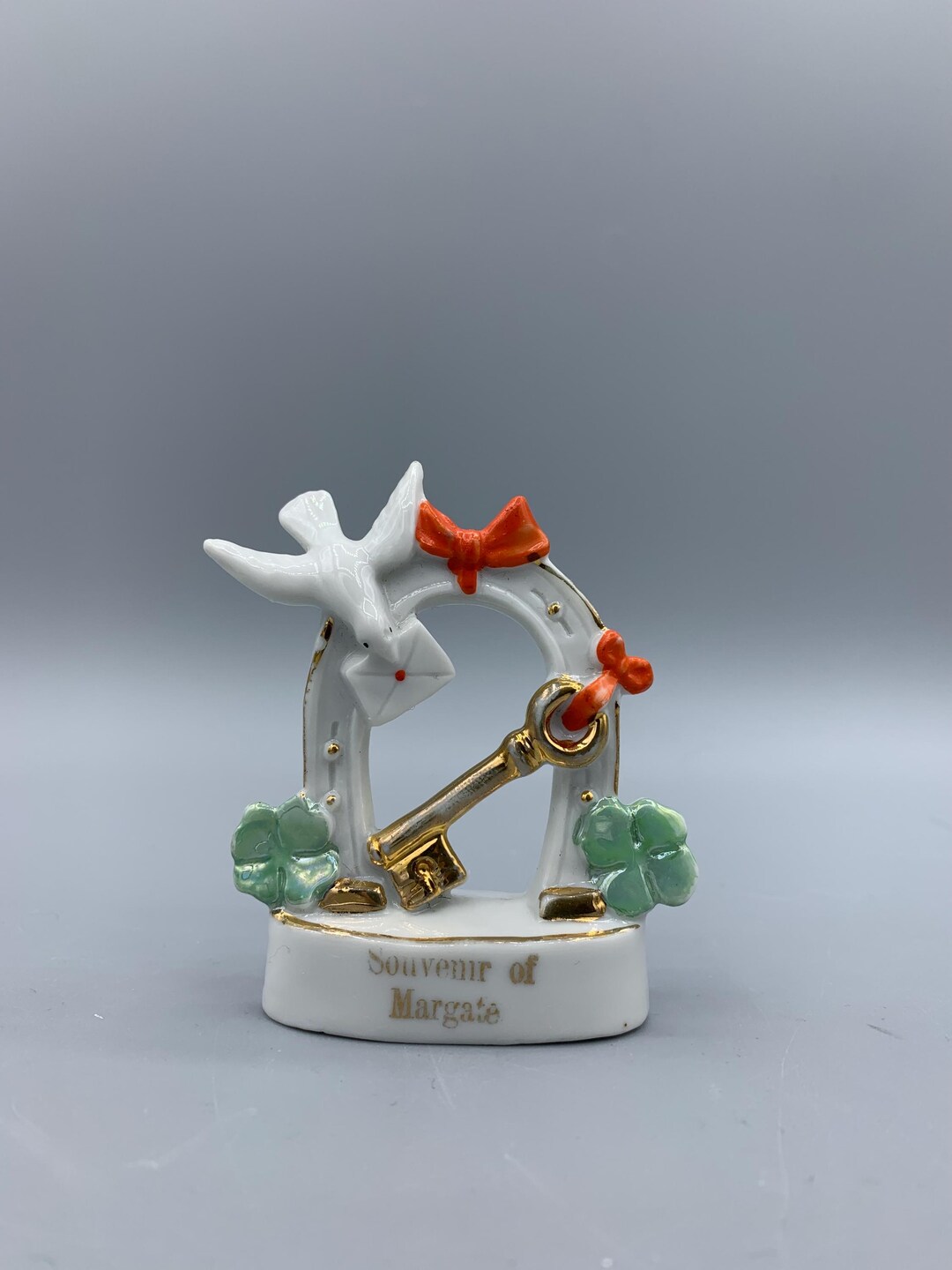 Antique Porcelain Whimsy / Cake Topper Good Luck Souvenir of Margate ...