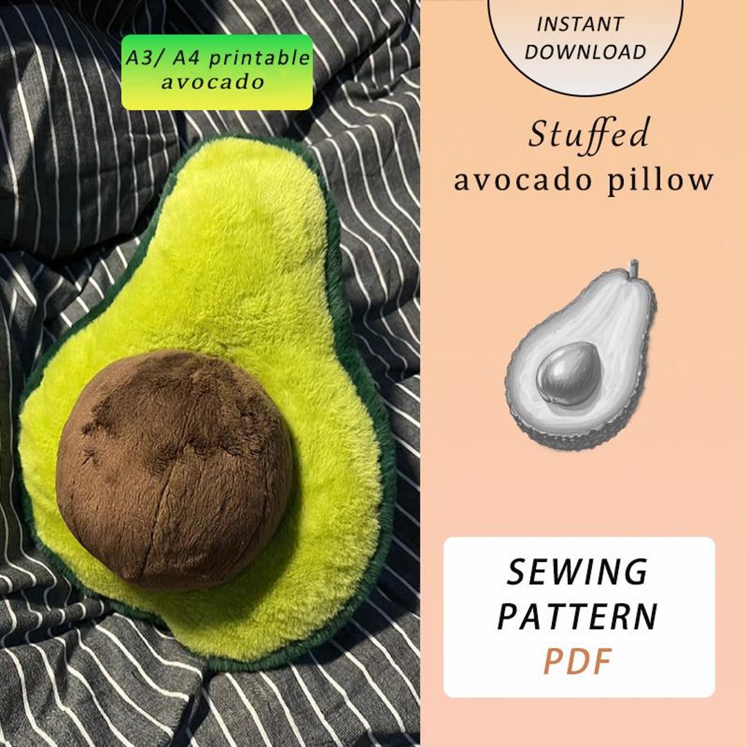 Avocado PDF Sewing Pattern Tutorial, Plush Sewing, ,stuffed Fruit ...