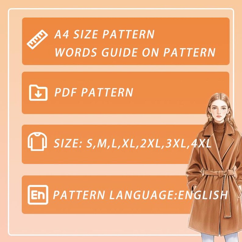 Woolen Overcoat PDF Sewing Pattern, Stylish Woolen Overcoat, Wool Coat ...