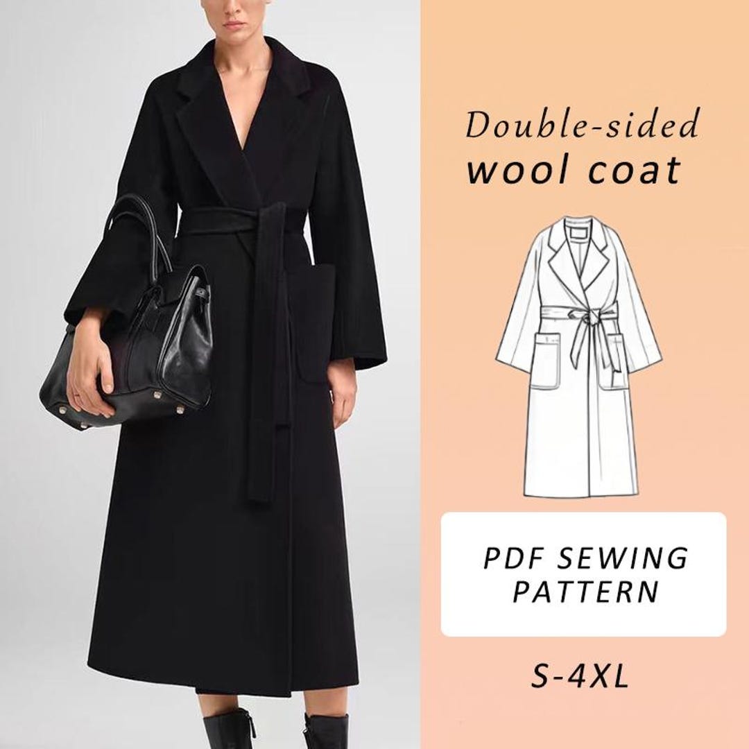 Womens Long Coat PDF Sewing Pattern, Coat Pattern, Long Coat PDF ...