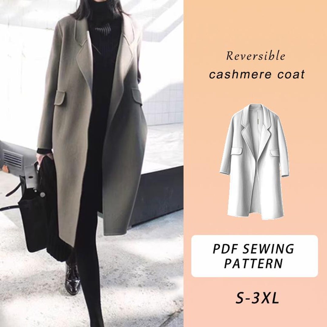 Cashmere Coat PDF Sewing Pattern, Reversible Coat Pattern, Womens ...
