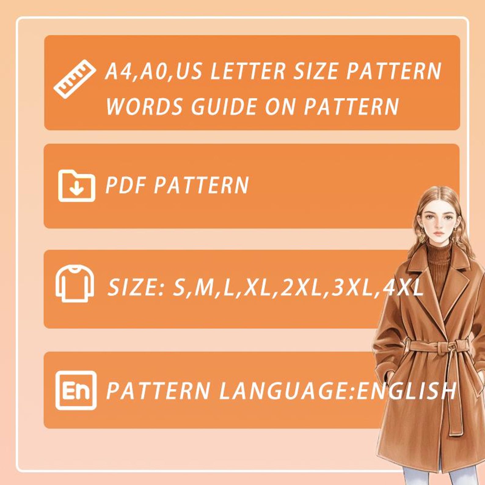 Women's Greatcoat Sewing Pattern, Women's Coat, Coat Pattern, Jacket ...