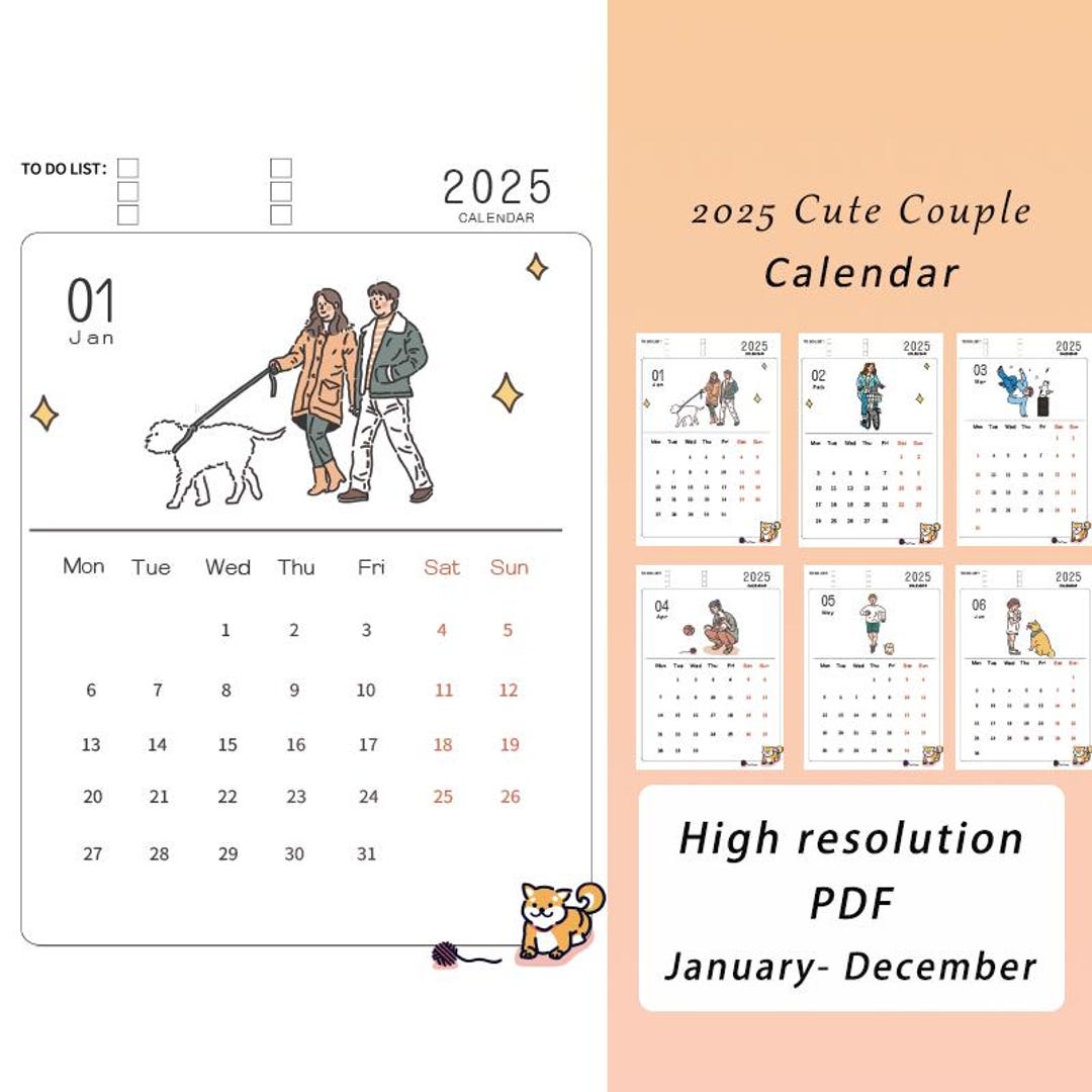 2025 Calendar English Couple, Monthly Planner, Landscape Calendar ...