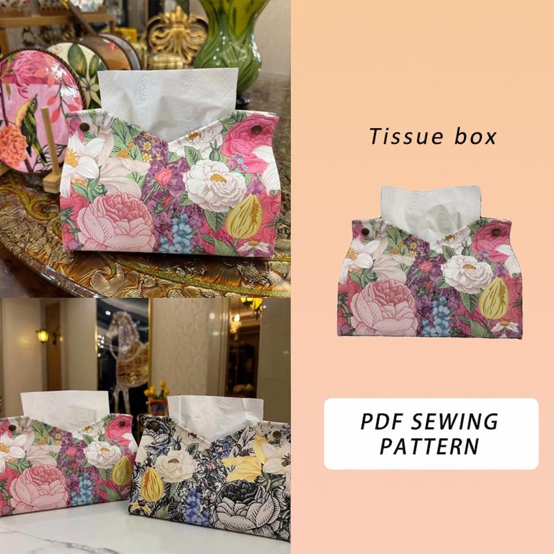 DIY Buttoned Tissue Box Cover Sewing Pattern, Eco-friendly Reusable ...
