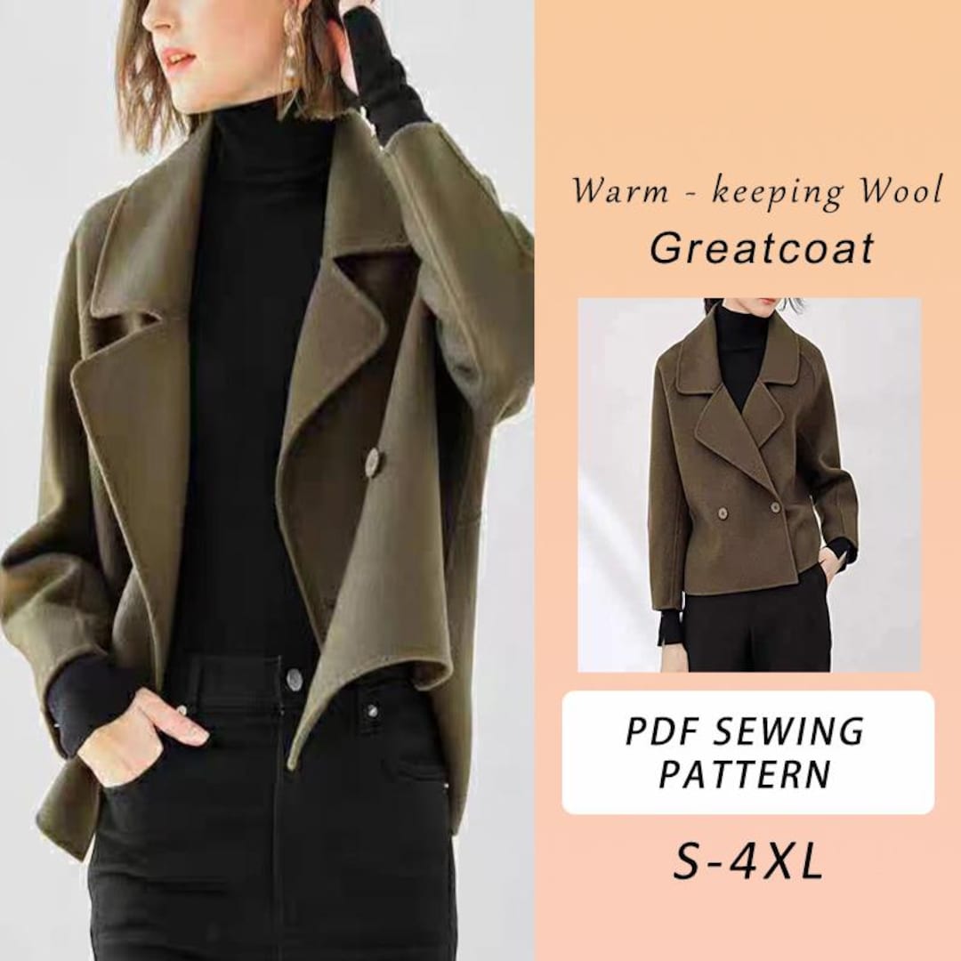 Women's Greatcoat Sewing Pattern, Women's Coat, Coat Pattern, Jacket ...