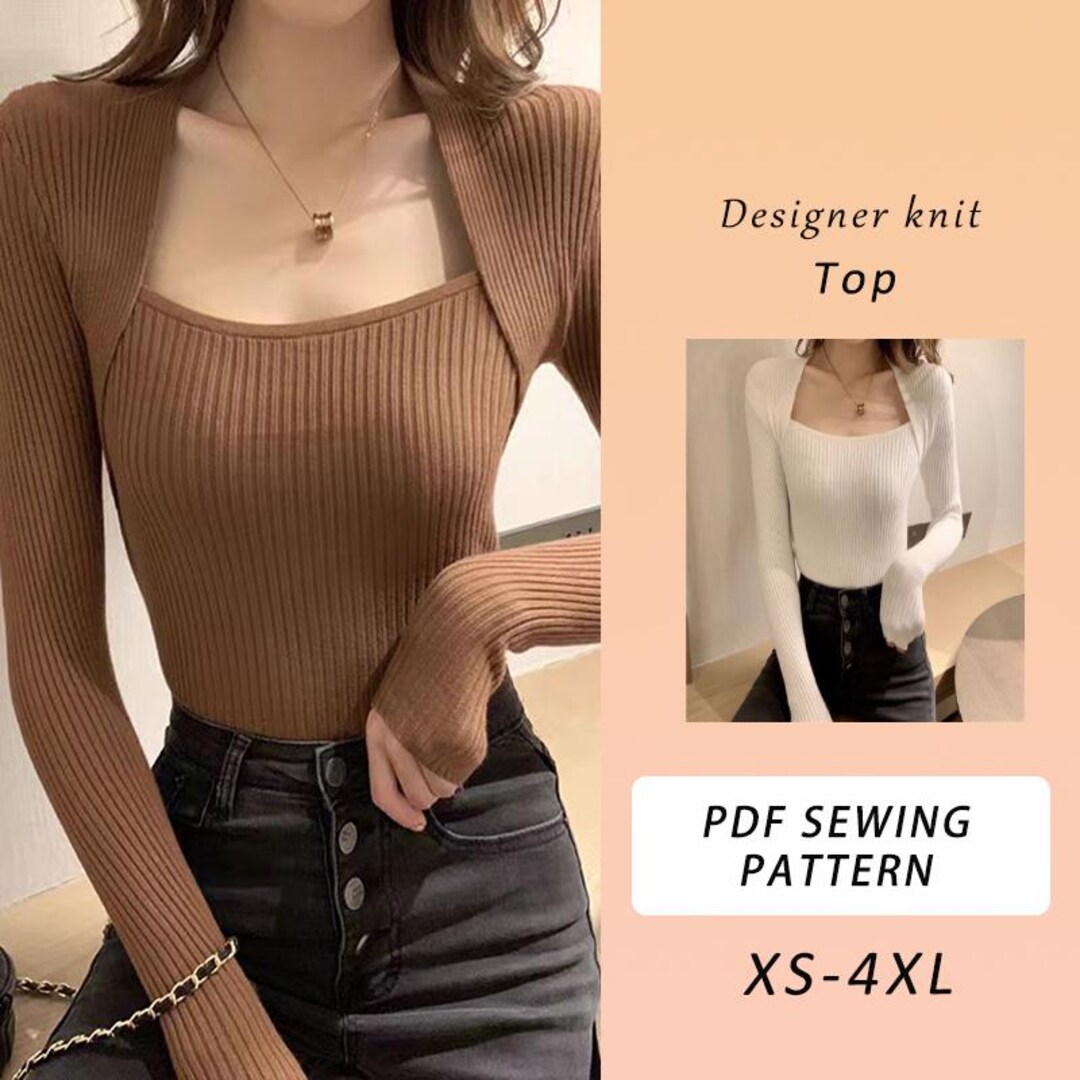 Designer Knit Top PDF Sewing Pattern, Women's Knit Top Pattern, Top ...