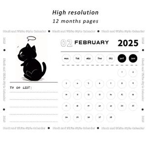 2025 Black Cat Calendar, Monthly Planner, Landscape Calendar, Monthly ...
