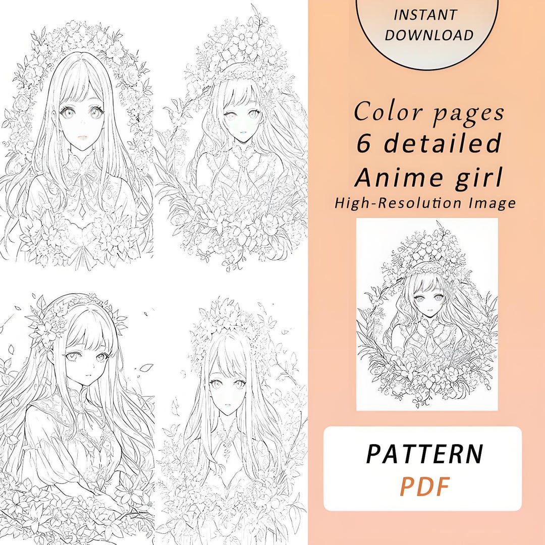 Anime Girl High Detail Coloring Pages, Kawaii Detailed Color Pages ...