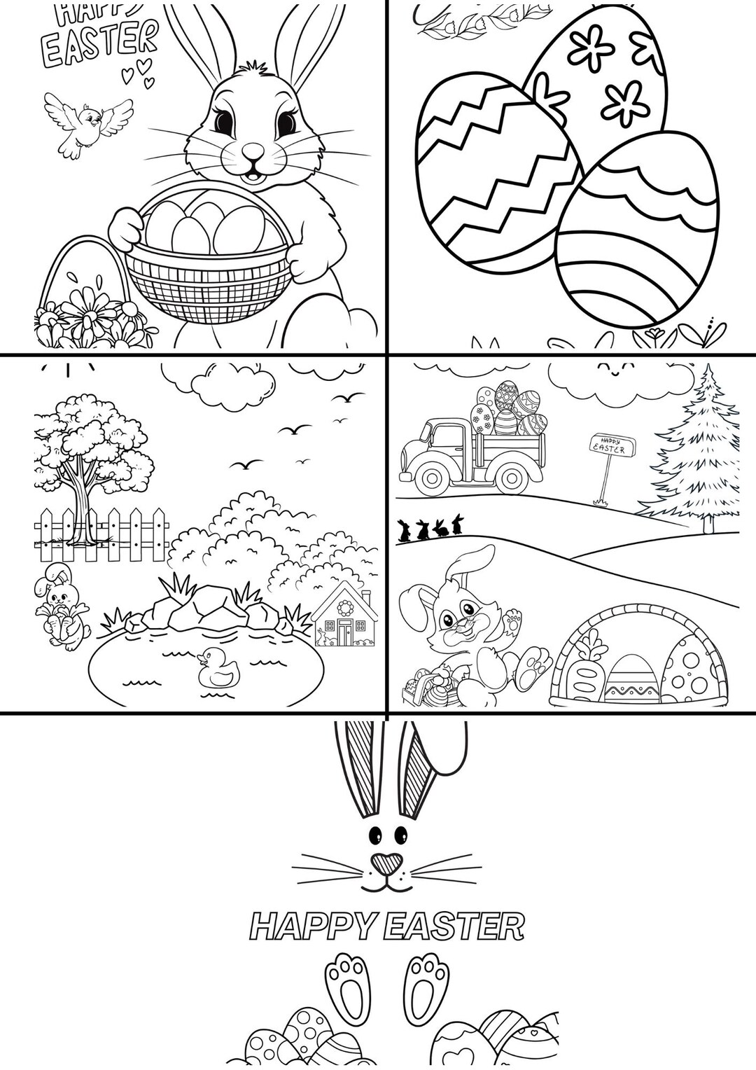 Printable "happy Easter Colouring Bundle"/ This Bundle Includes 5 ...