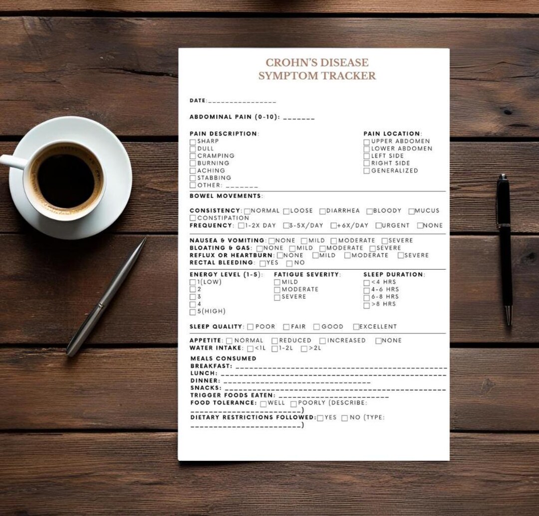 Crohn’s Disease Symptom Tracker - Daily, Weekly & Monthly Printable ...