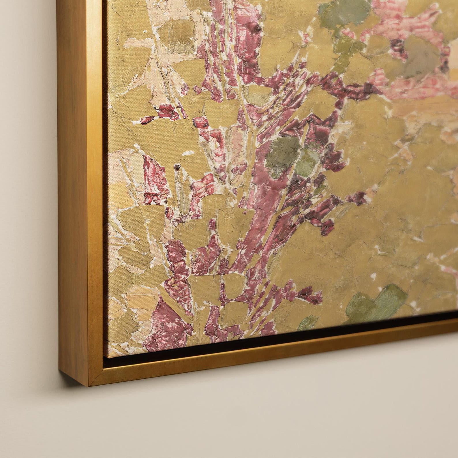 Earthy Abstract Landscape Canvas Wall Art | Green Pink Ochre Print ...