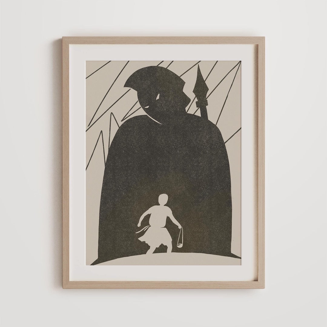 David and Goliath Wall Art, Faith Overcoming Fear, Battle David Goliath ...