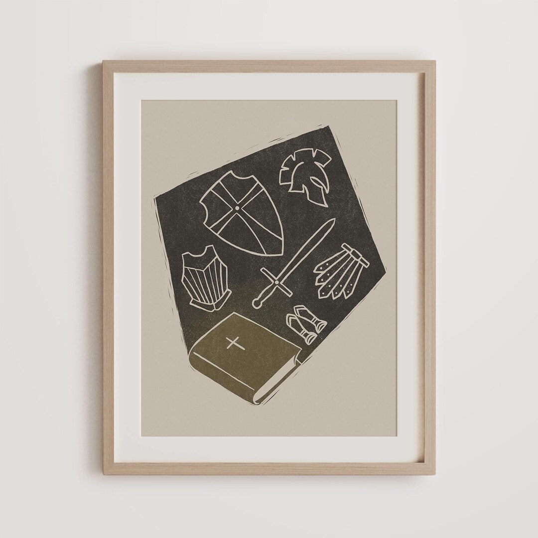 Armor of God Wall Art, Shield Faith Sword Spirit Helmet Salvation Print ...