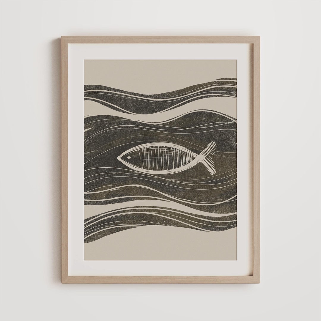 Fish Wall Art, Ichthys Print, Christian Fish Symbol Poster, Fisher of ...