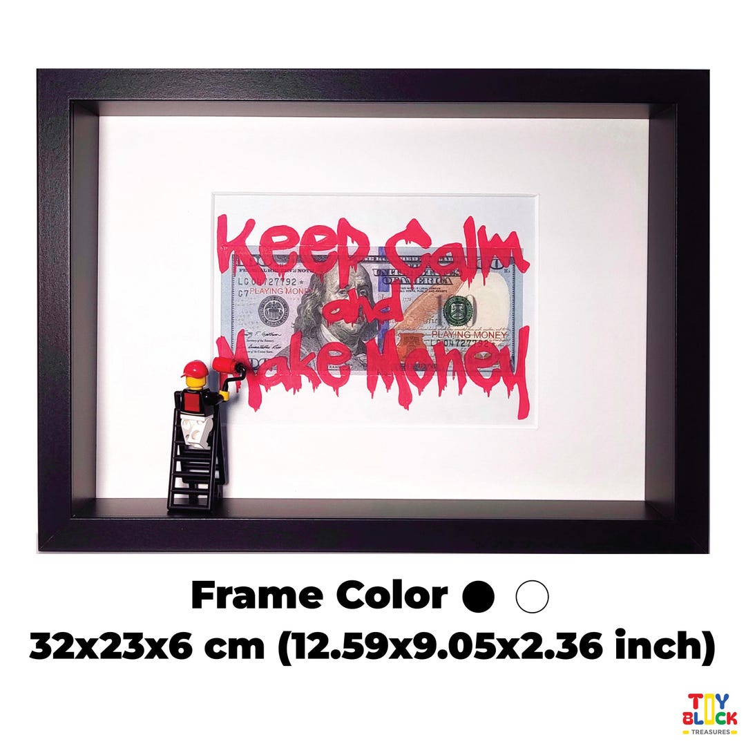 Make Money Shadow Box With Minifigures, Contemporary Office Wall Art ...