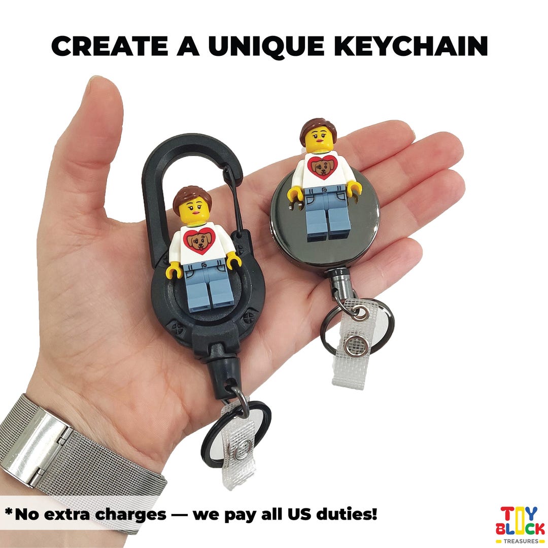 Custom Minifigure Keychain: Personalized Retractable Badge Reel - Etsy