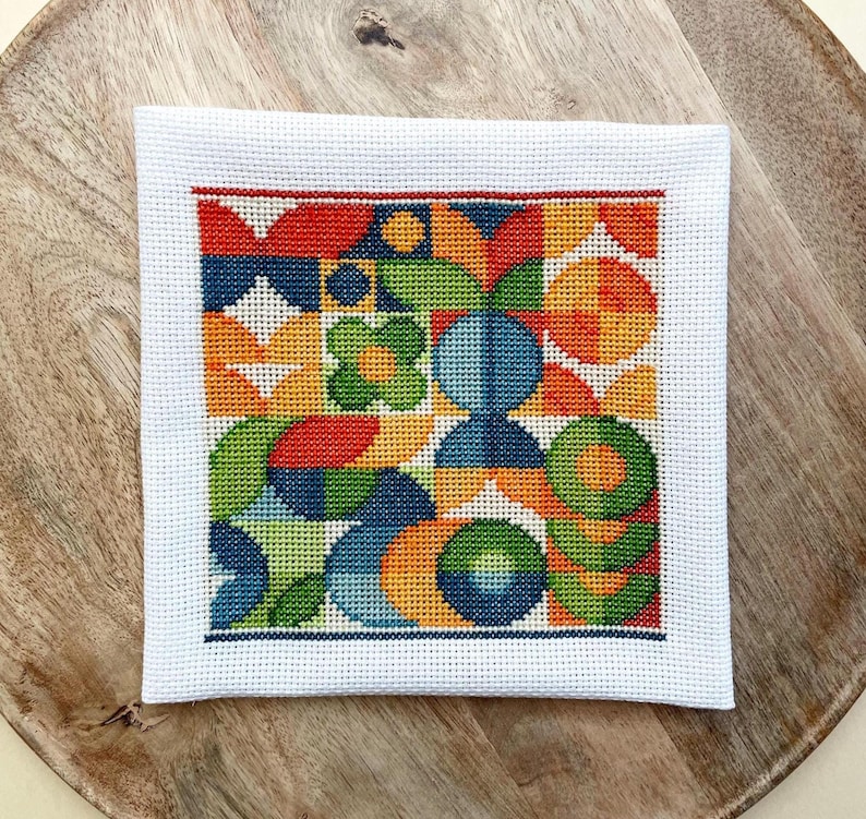 Geometric Cross-stitch Pattern, Modern Design of Colourful Shapes ...