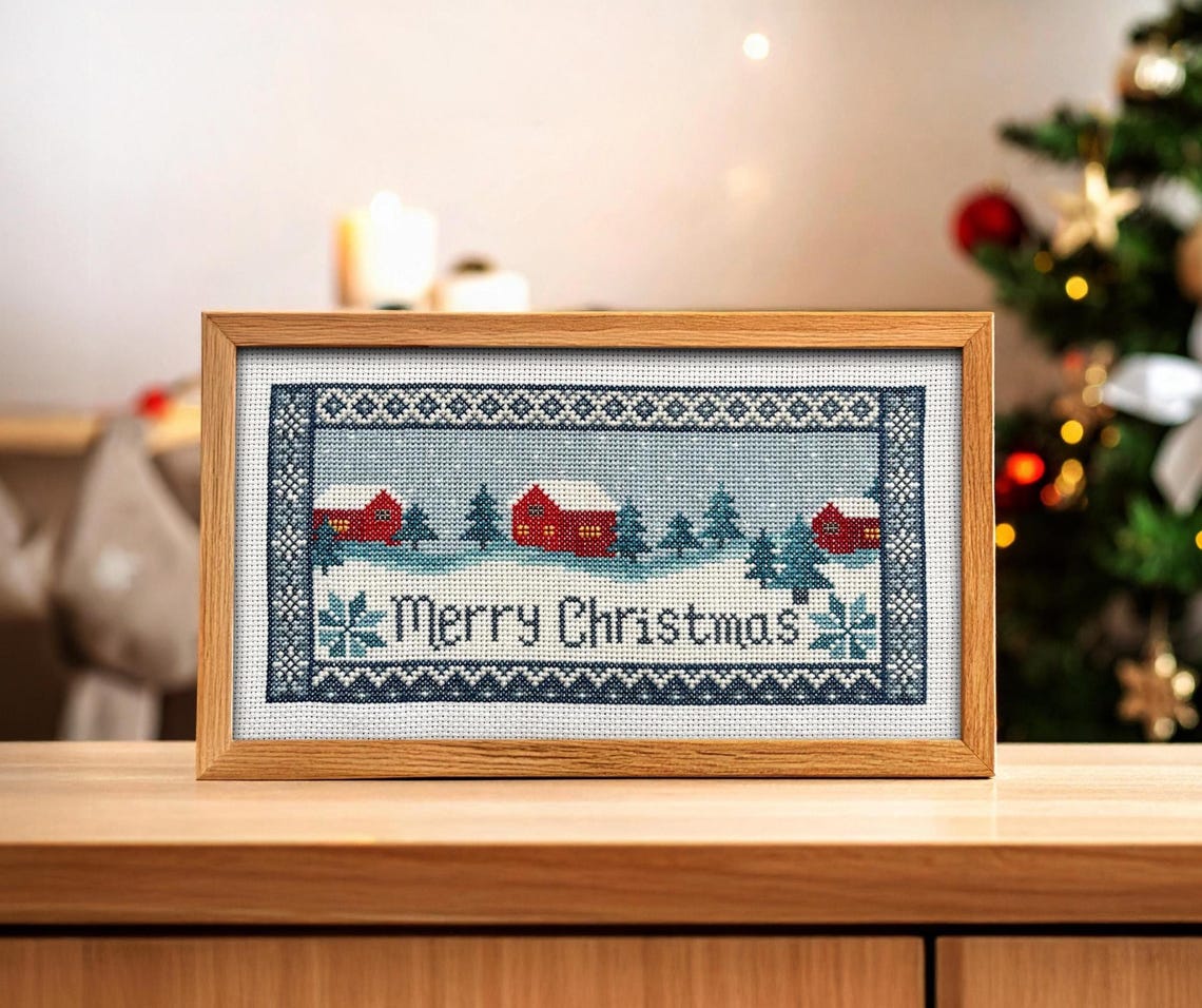 Winter Scene Cross Stitch Pattern; Festive Christmas Pattern - Etsy
