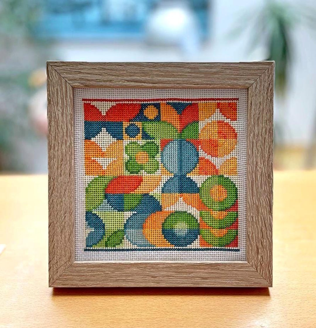 Geometric Cross-stitch Pattern, Modern Design of Colourful Shapes ...