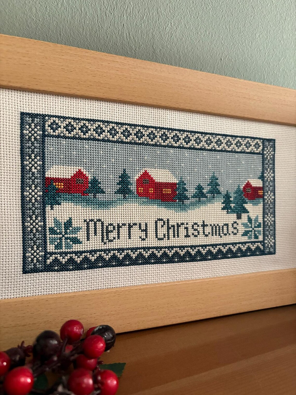 Winter Scene Cross Stitch Pattern; Festive Christmas Pattern - Etsy