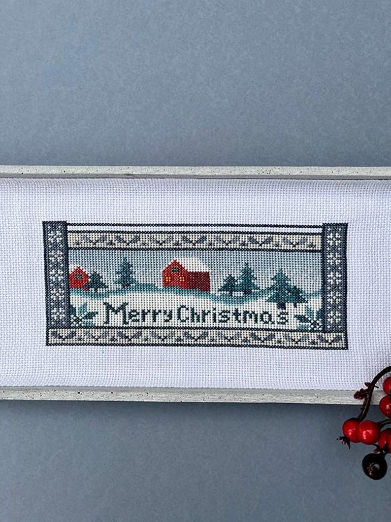 Christmas Scene, Cross Stitch Pattern Snow Winter Landscape Download ...
