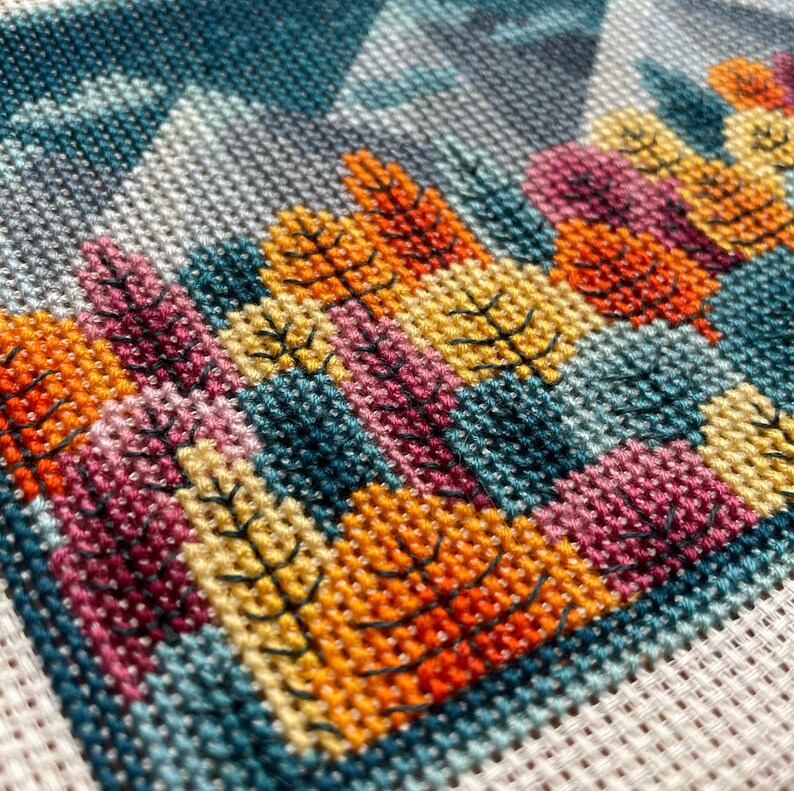 Autumn Forest Cross Stitch Pattern: Colorful Tree Pattern (PDF Download ...